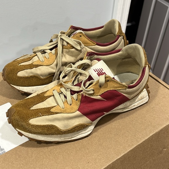 New Balance | Shoes | New Balance 327 Tan Maroon Mesh Trainers Us 75 ...